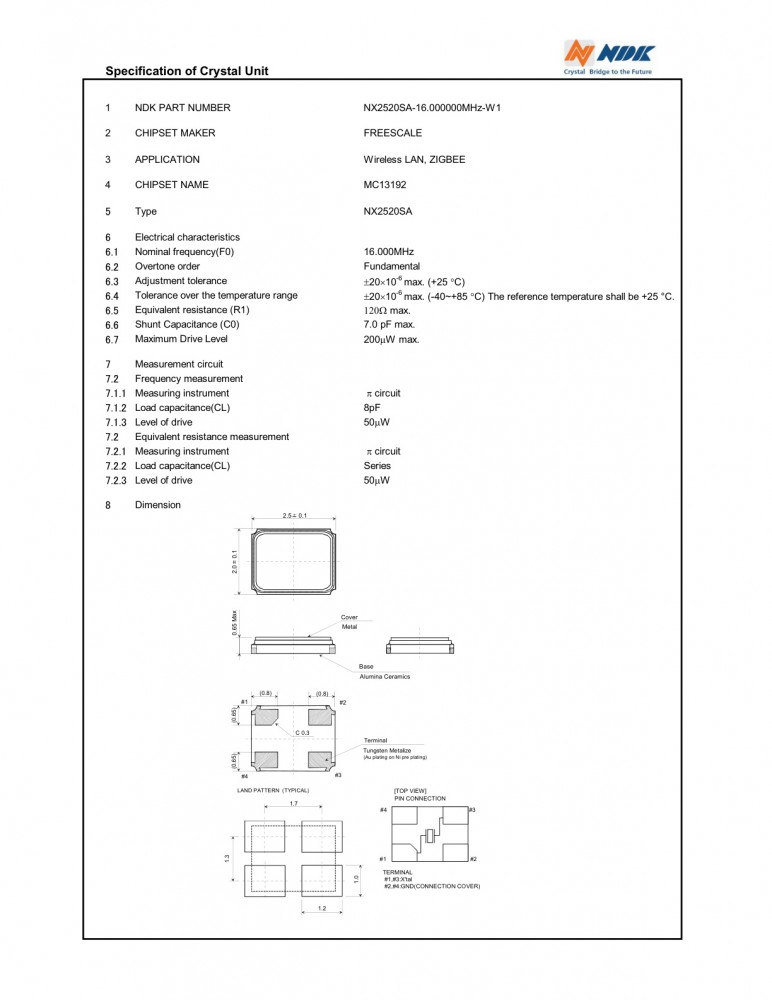 NDK CS00444-16M technical document page 1
