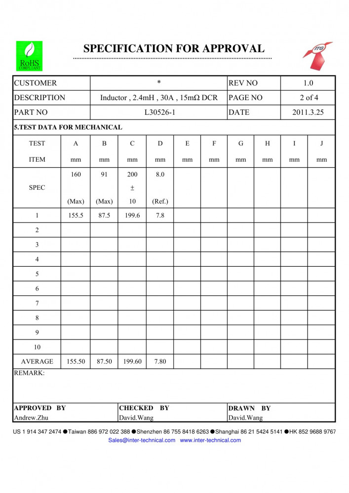 L30526-1 product specification, page 2