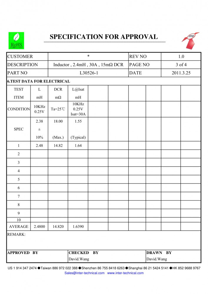 L30526-1 product specification, page 3
