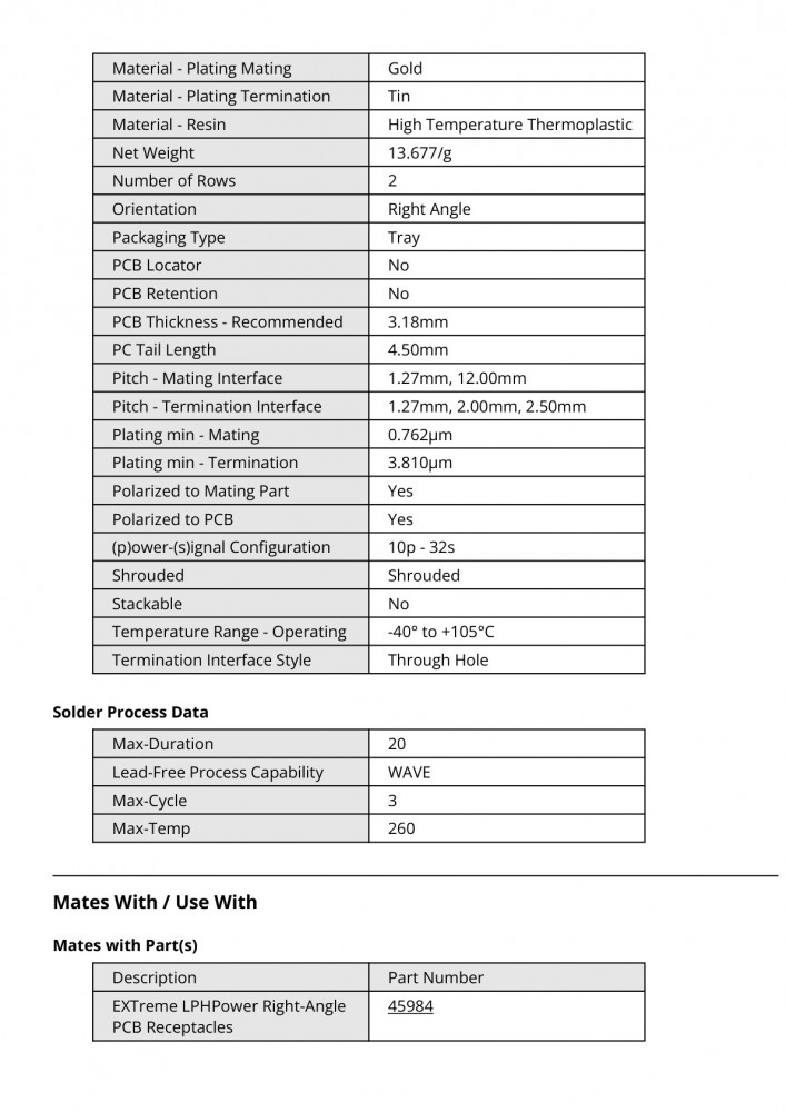 Technical document page 3 for MOLEX 459851261