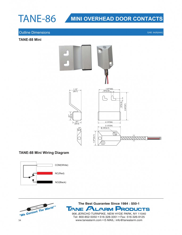 TANE-86 Mini armored overhead-door contact technical document, page 2