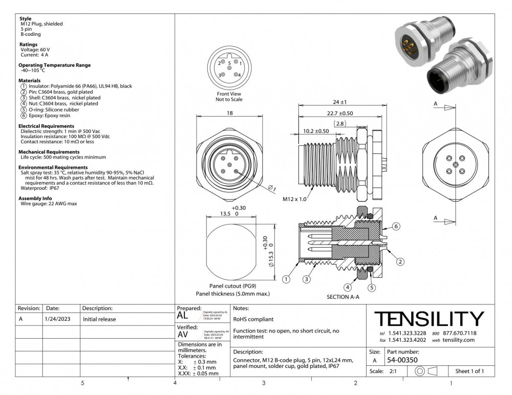 Technical drawing preview for Tensility International 54-00350