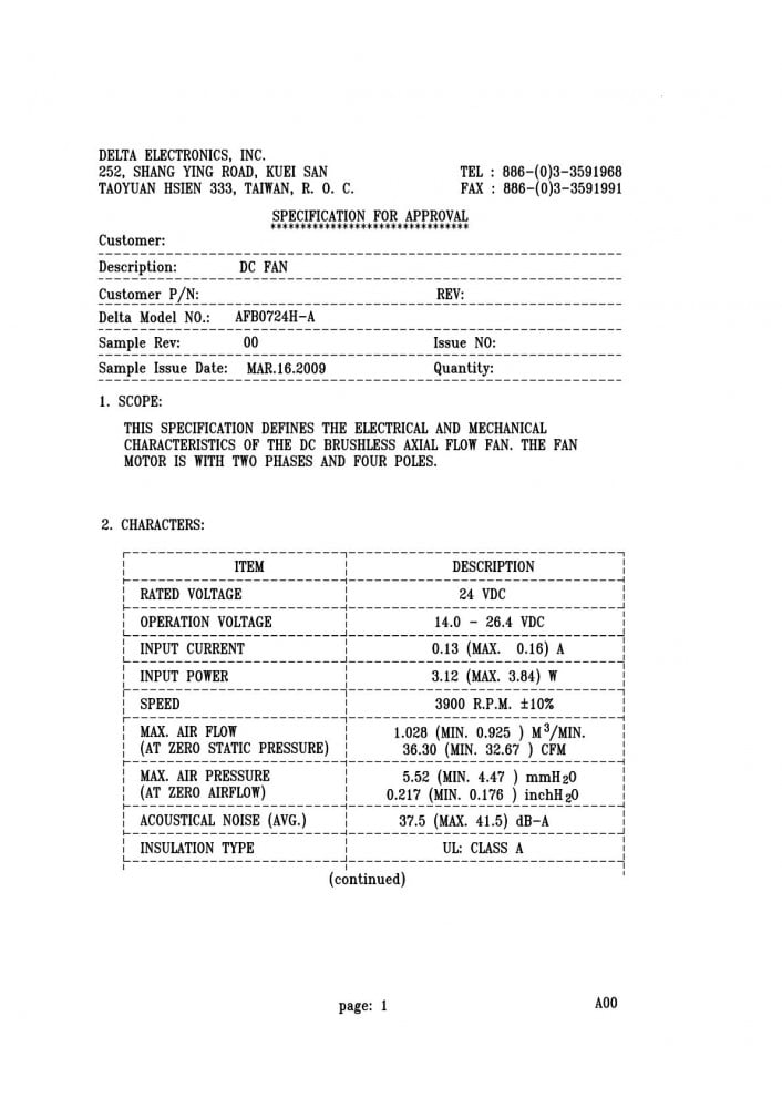 AFB0724H-A specification page 2