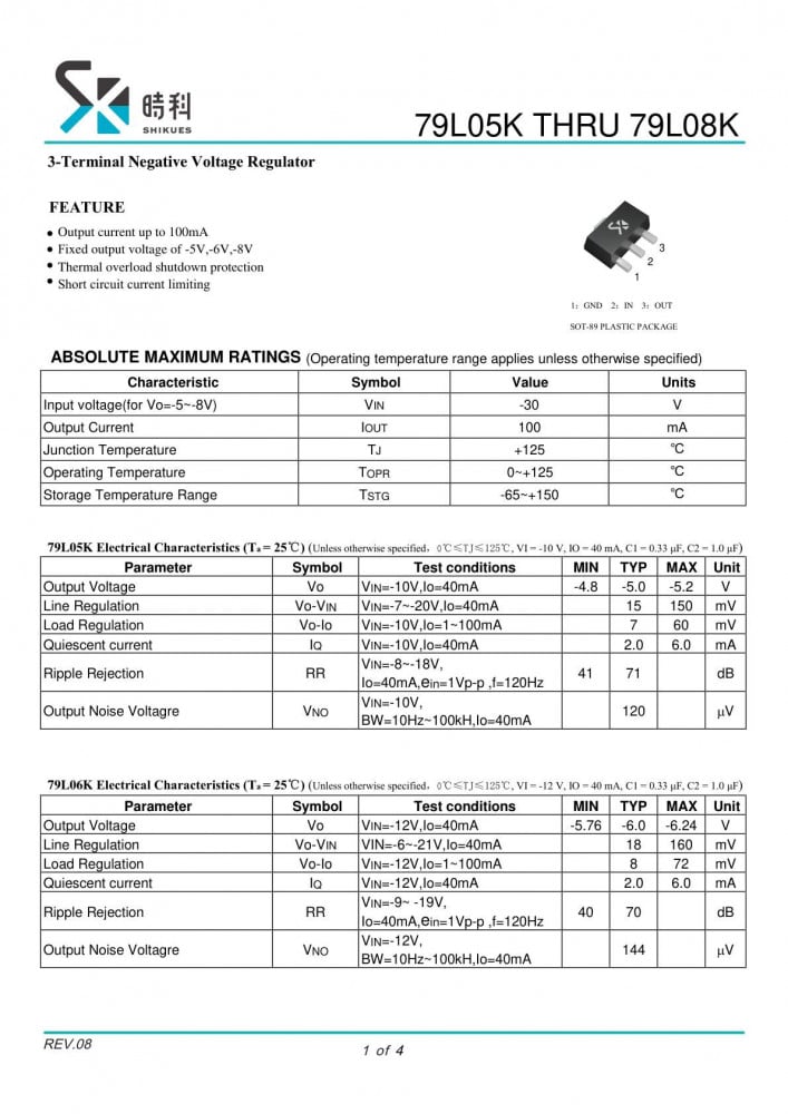 79L08K datasheet page 1