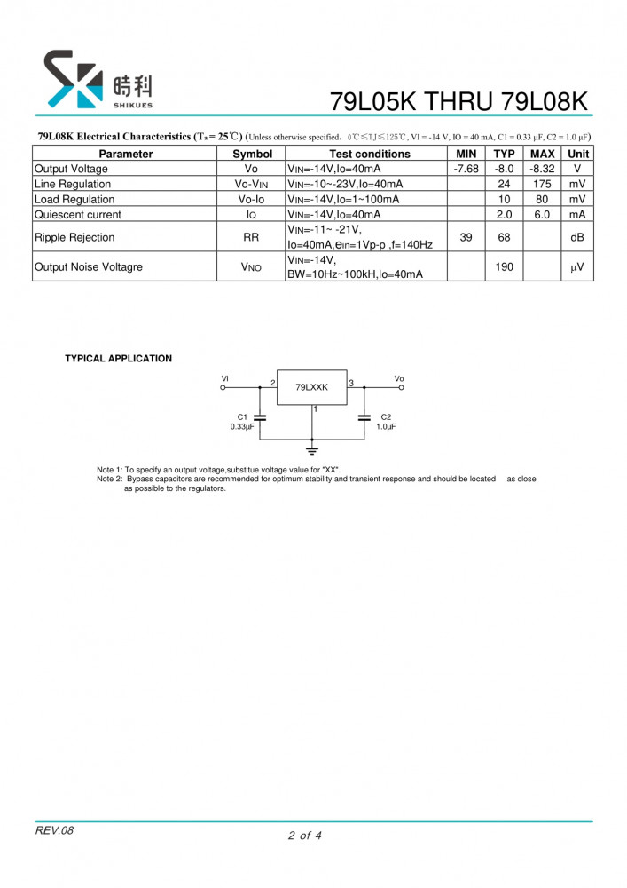 79L08K datasheet page 2