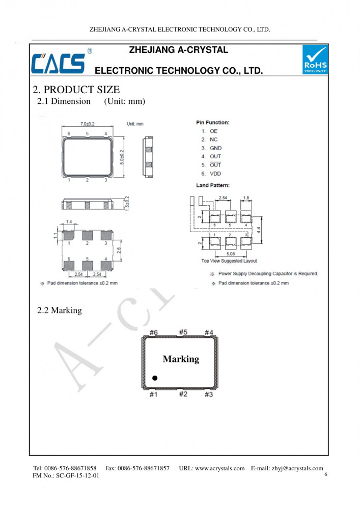 POSC7050J specification document, page 6