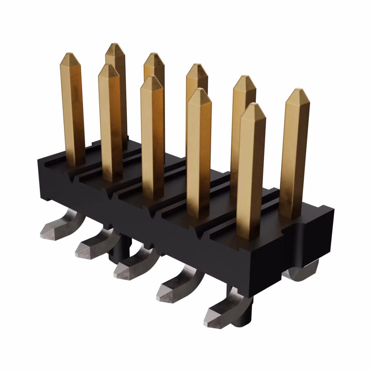 Milli-Grid Header, Vertical, Surface Mount, 10 Circuits, 0.76µm Gold (Au) Plating, Mating Pin Length 3.80mm, with Pegs, Tube, Lead-Free for sale