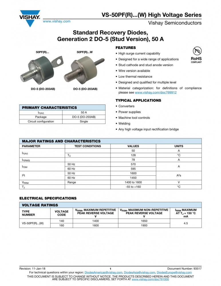 VS-50PF datasheet page 1