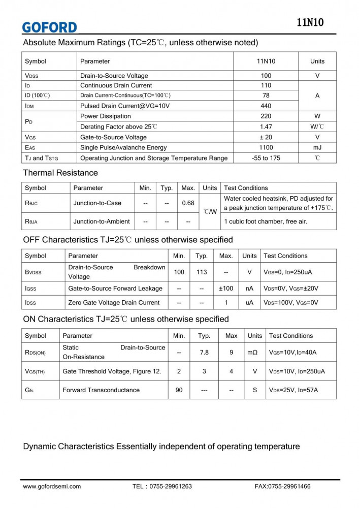 GOFORD 11N10 datasheet page 2