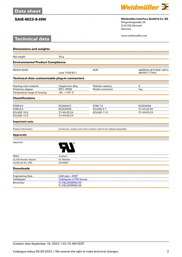 WEIDMULLER 1169990000 documentation page 2