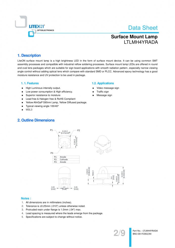 LTLMH4YRADA datasheet page 2