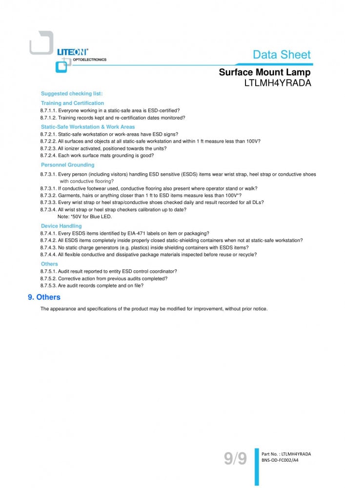 LTLMH4YRADA datasheet page 9
