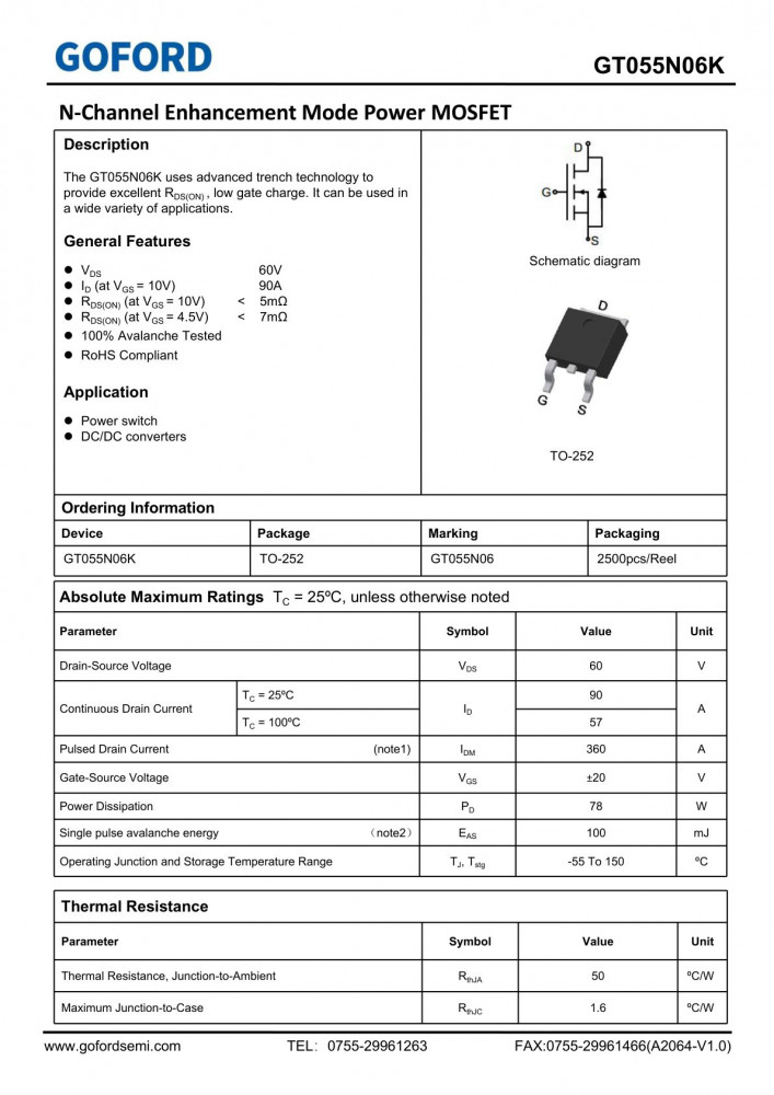 GT055N06K datasheet page 1