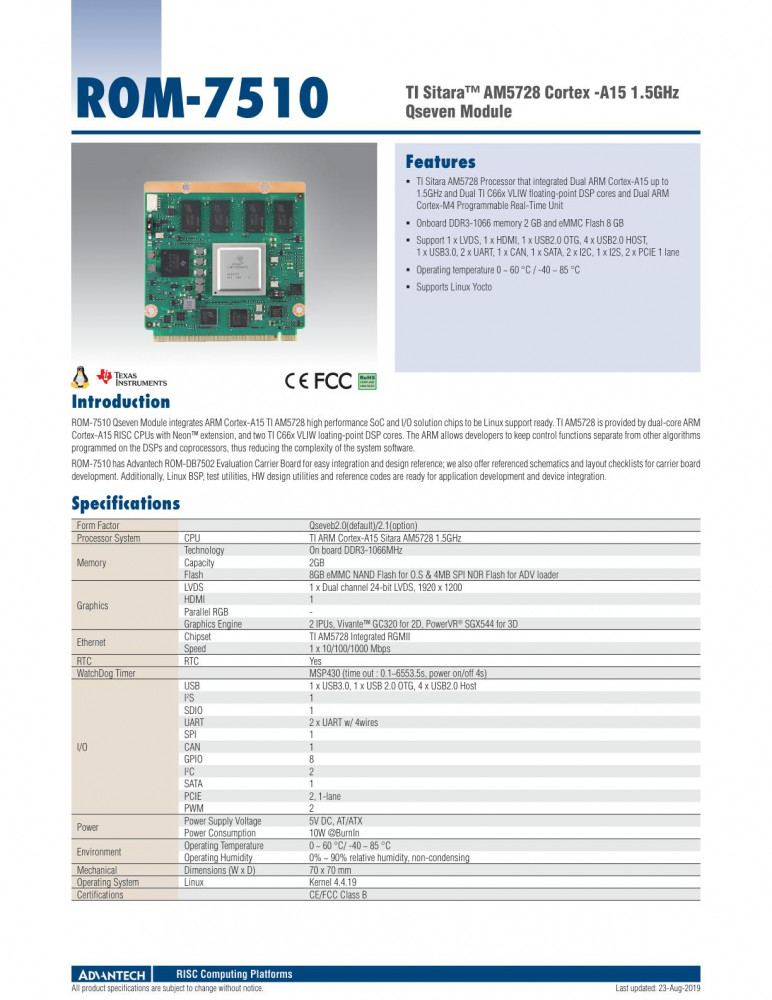 ROM-7510 product document image, page 1