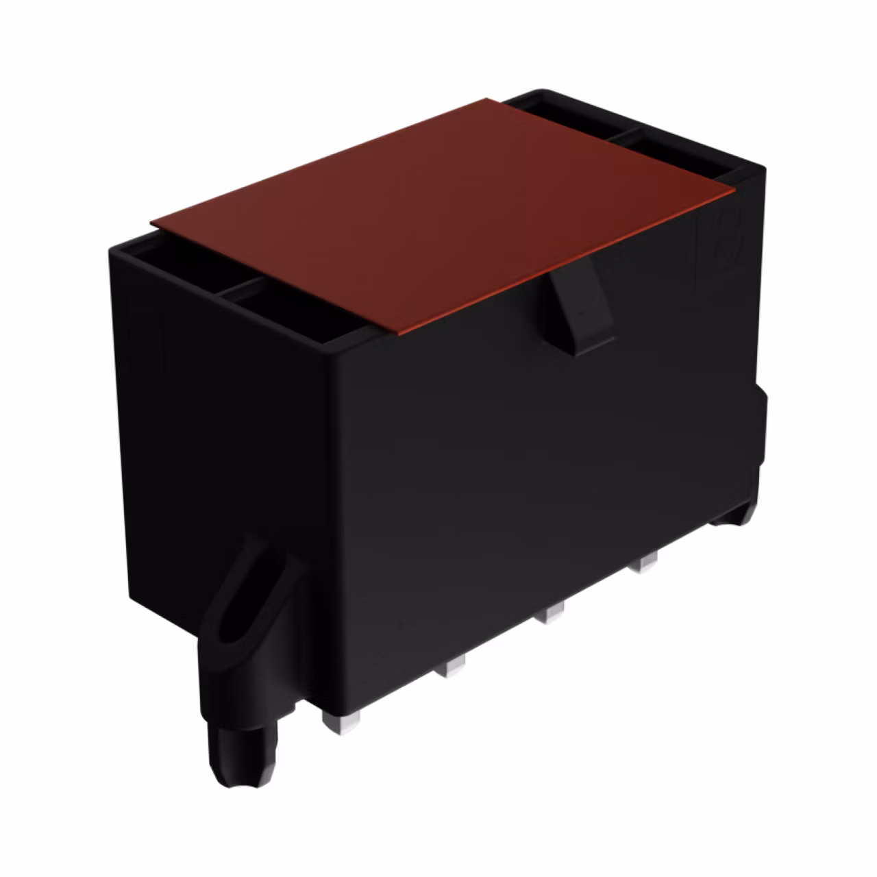 Mega-Fit Vertical Header, 5.70mm Pitch, Through Hole, Dual Row, 4 Circuits, Matte Tin (Sn) Plating, 3.73mm Tail Length, Glow-Wire Capable, Tape and Reel, with Pick-and-Place Tape, Black