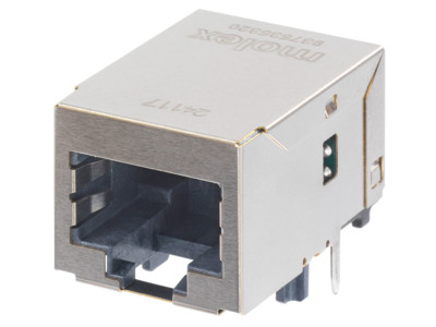 MXMag Fast Ethernet 4 Core Non-PoE Single-Port RJ45 Connector, 21.40mm Depth, 3.30mm Phy Pin Length, Right-Angle, Standard Profile, without Shield Tabs, with Green/Yellow-Green/Yellow LEDs, Industrial Temperature, Tray for sale