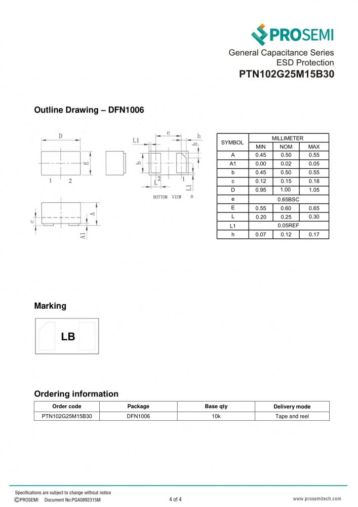 PTN102G25M15B30 datasheet page 4