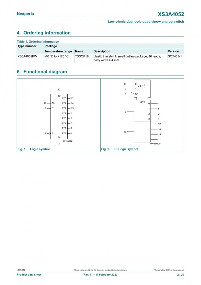 XS3A4052PWJ datasheet page 2
