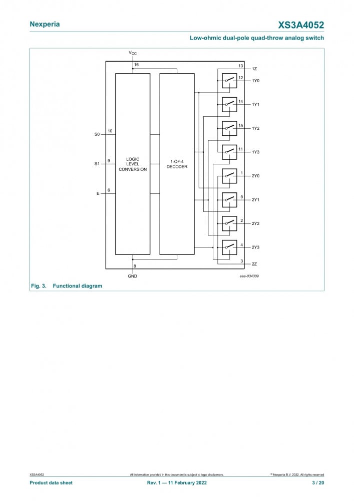 XS3A4052PWJ datasheet page 3