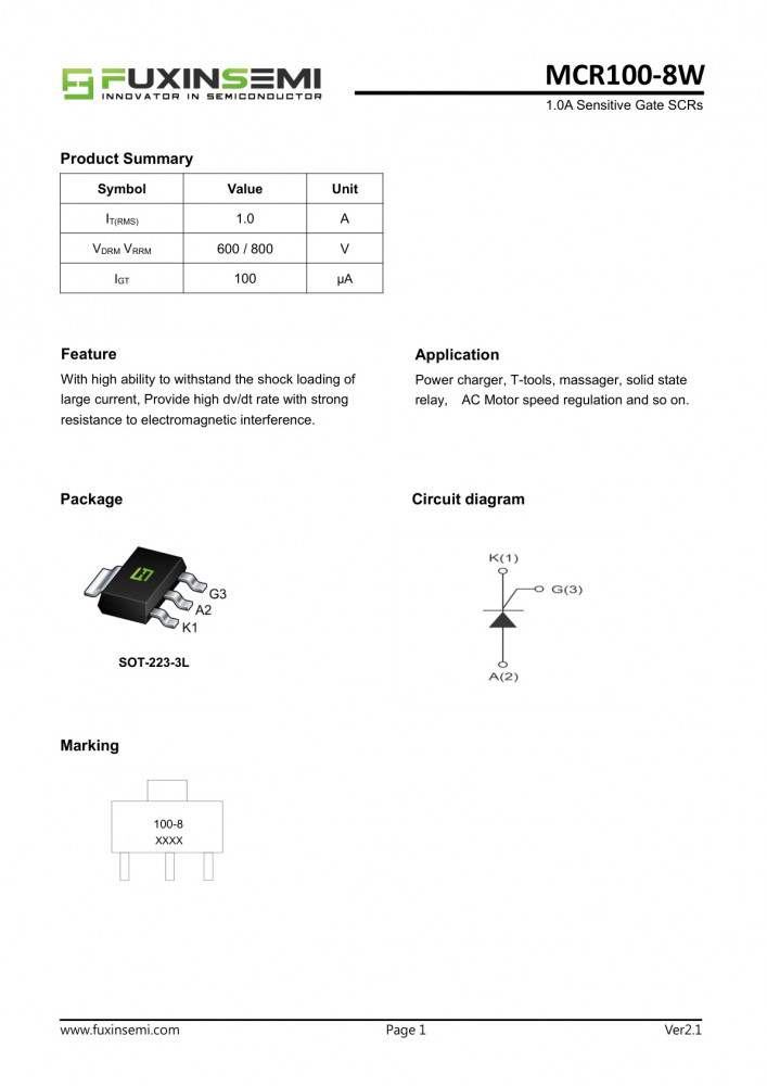 MCR100-8W datasheet page 1