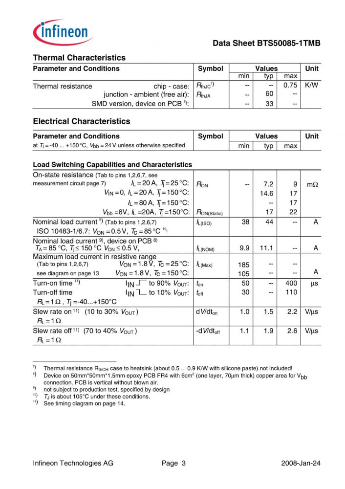 BTS500851TMBAKSA1 datasheet page 3