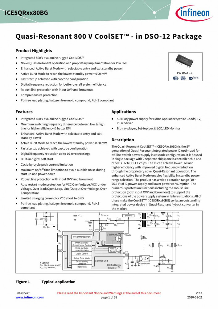 ICE5QR2280BGXUMA1 technical document page 1