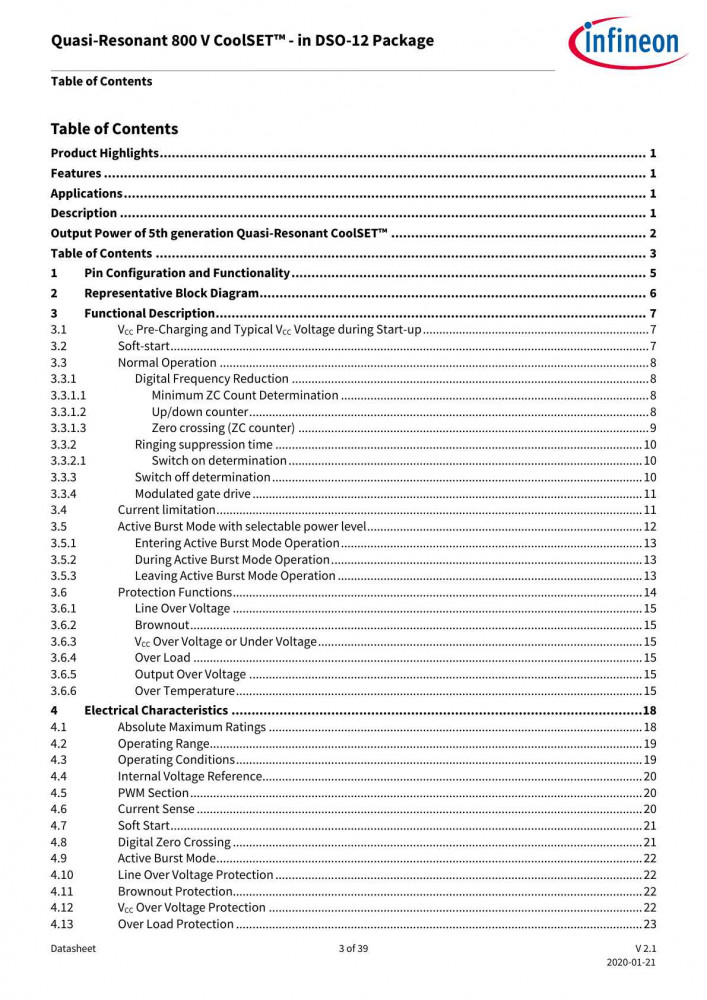 ICE5QR2280BGXUMA1 technical document page 3