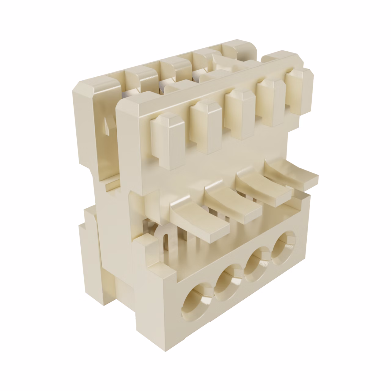 Appli-Mate RAST 2.5 Connector, 2.50mm Pitch, Female, 4 Circuits, No Position Keys Removed, Polarizing Rib Between 2/3, 1 Closed and 1 Open Endwall, Tin Plating