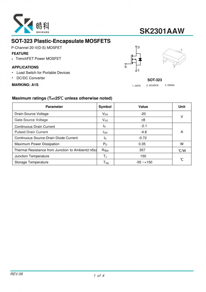 SK2301AAW datasheet page 1