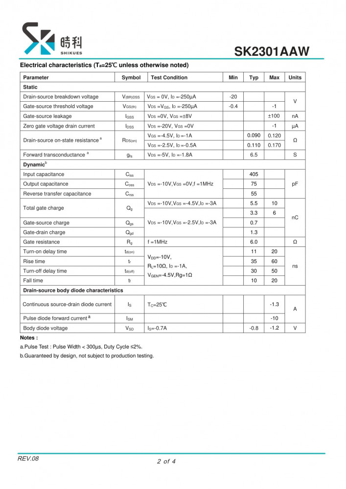 SK2301AAW datasheet page 2