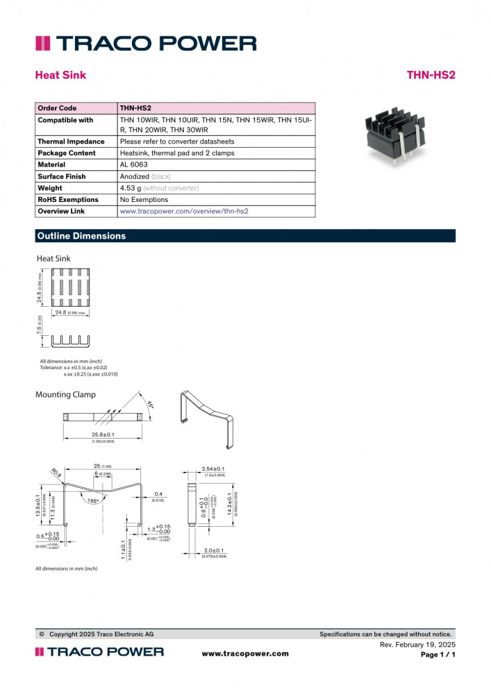 TRACO POWER THN-HS2 technical document