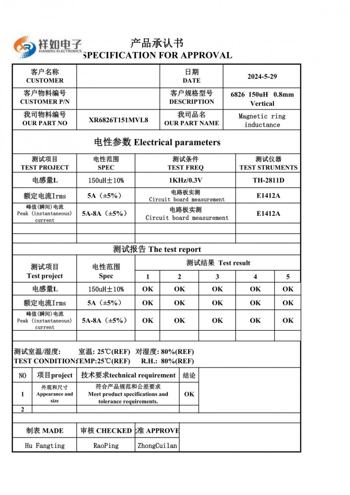 XR6826T151MVL8 approval specification page 4