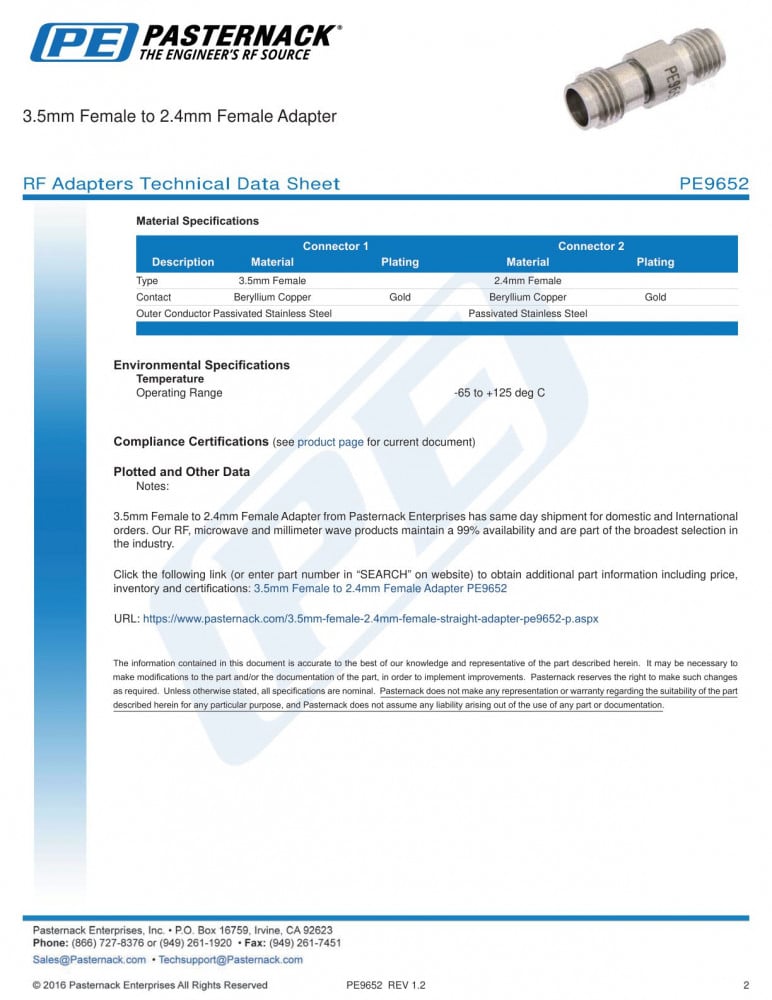 PE9652 technical document page 2