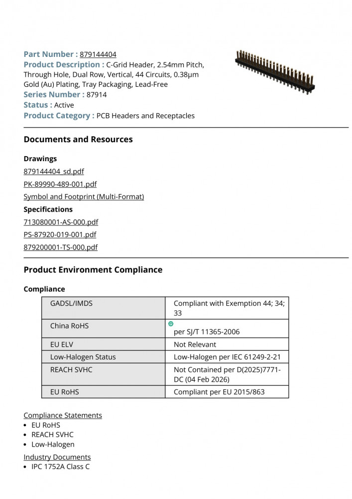 MOLEX 879144404 technical document image 1
