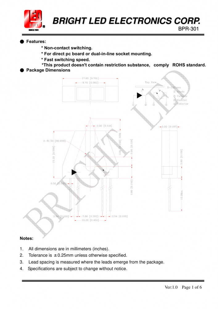 BPR-301 datasheet page 1