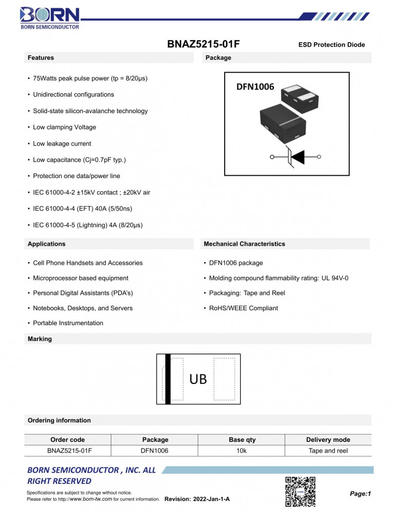 BNAZ5215-01F datasheet page 1