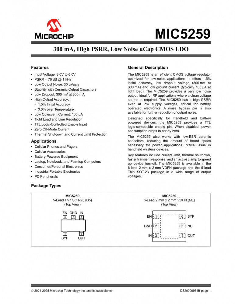MIC5259 datasheet page 1