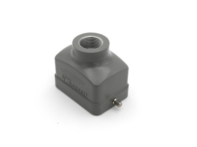 Heavy-Duty Standard (STD) Single Lever Coupler, Die-cast Aluminum, with 1 Lever, Top Entry, with Gasket, Size 6B «44x27», Extended Pg16 Thread, Grey