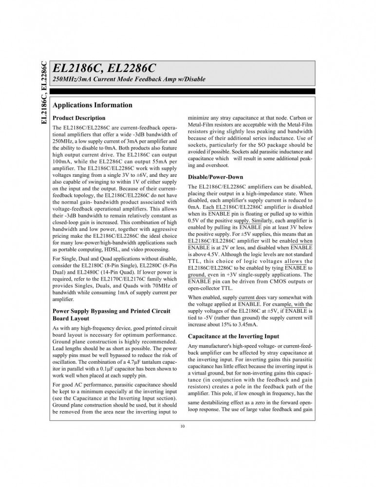 EL2186CN datasheet page 10
