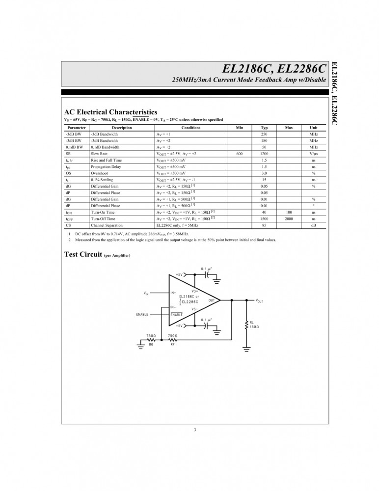 EL2186CN datasheet page 3