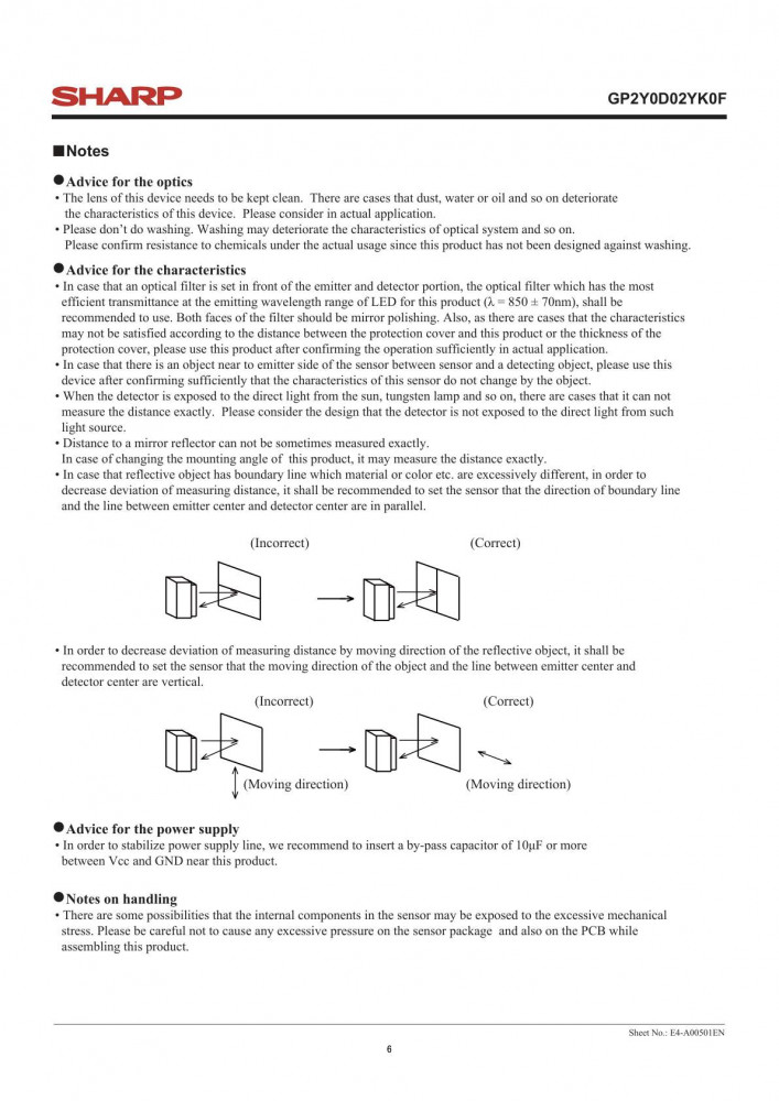 GP2Y0D02YK0F datasheet page 6