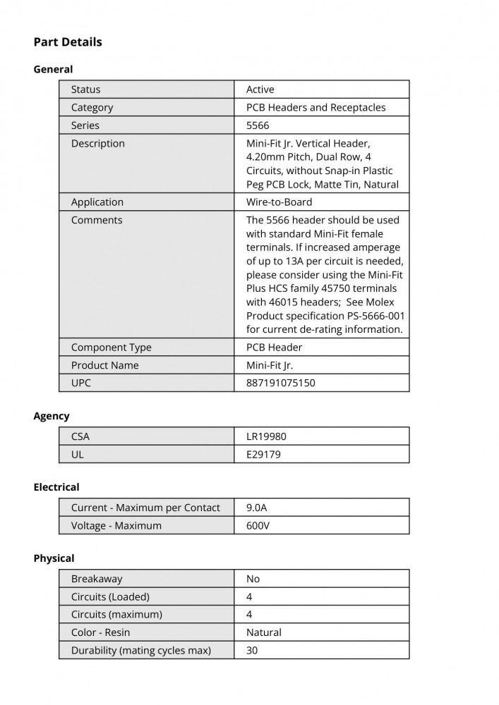 Product document page 2 for MOLEX 469990139