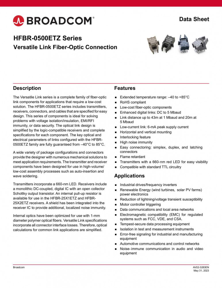 HFBR-1532ETZ datasheet page 1