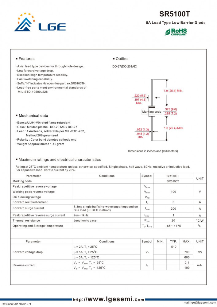 LGE SR5100T datasheet page 1