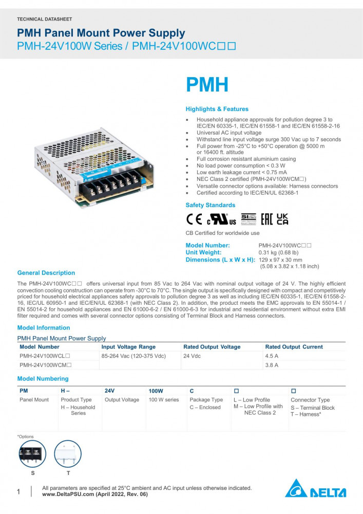 PMH-24V100WCLS datasheet page 1
