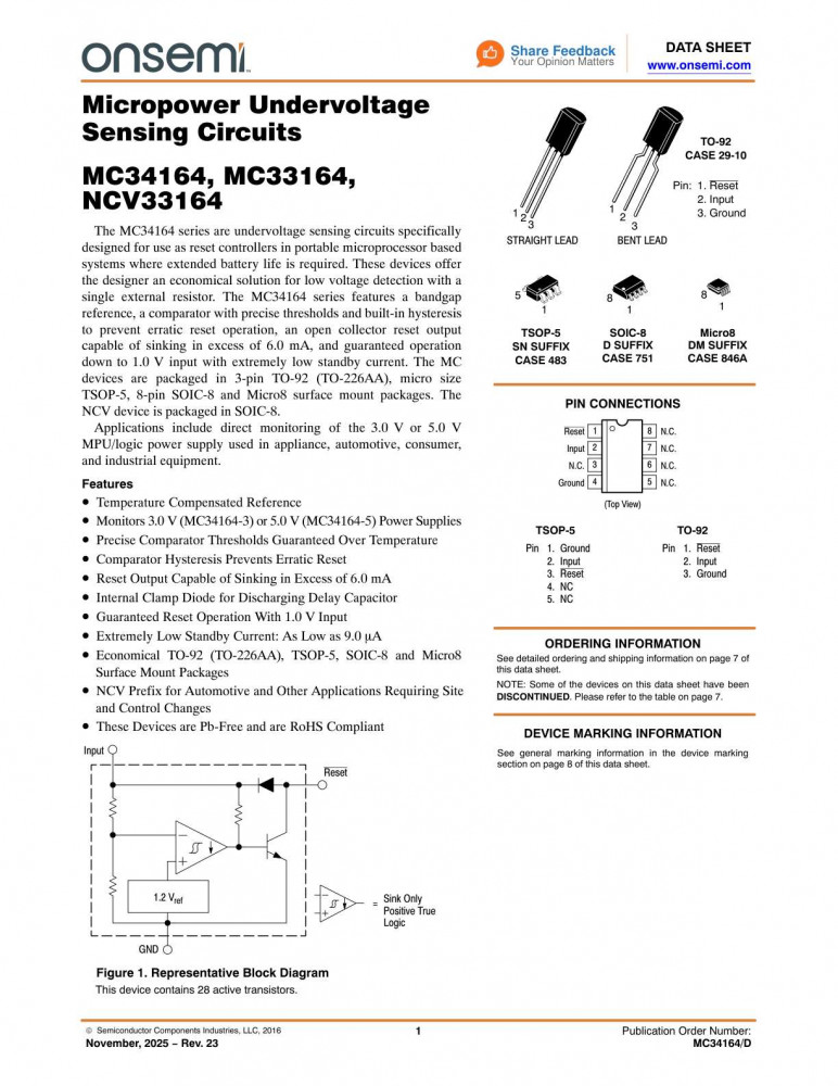 MC34164 datasheet page 1
