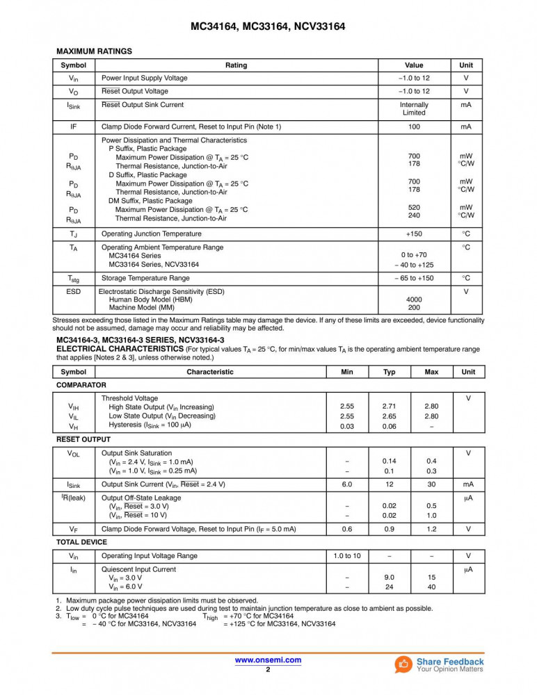 MC34164 datasheet page 2