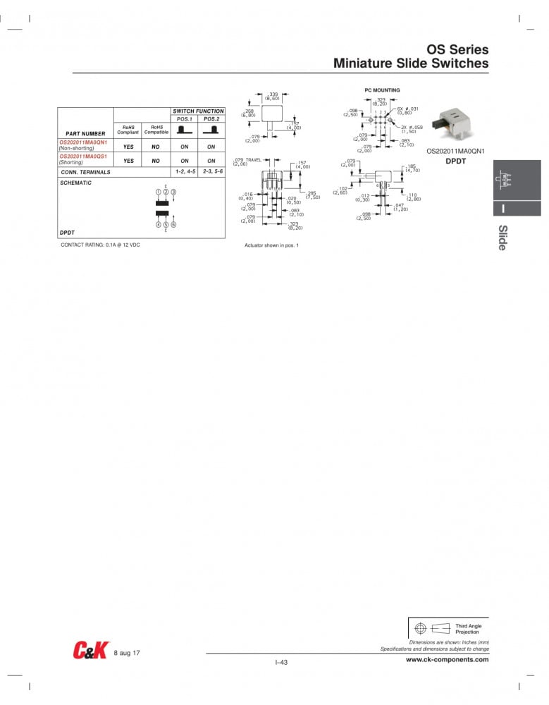 C&K OS Series datasheet page 7