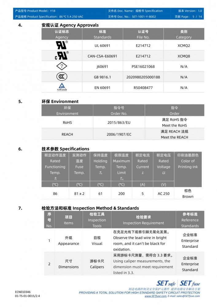 Y18 datasheet page 5