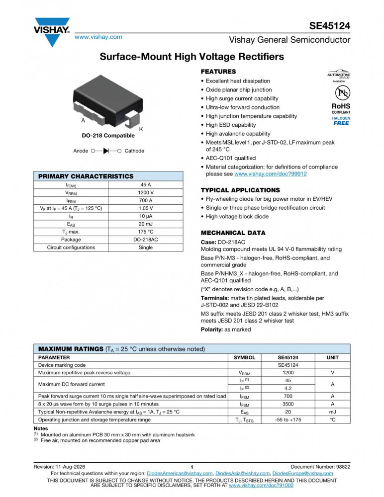 VISHAY SE45124 datasheet page 1